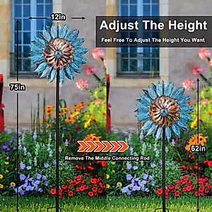 Wind Spinners Outdoor Clearance-Wind Spinners for Yard and Garden-Wind Sculptures & Spinners Color Led Changing Solar Powered Glass Ball with Kinetic Windmills Dual Direction Wind Sculpture Spinners