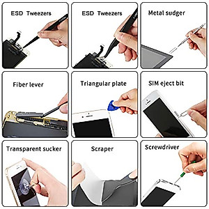 Kaisi Professional Electronics Opening Pry Tool Repair Kit with Metal Spudger Non-Abrasive Carbon Fiber Nylon Spudgers and Anti-Static Tweezers for Cellphone iPhone Laptops Tablets and More, 20 Piece