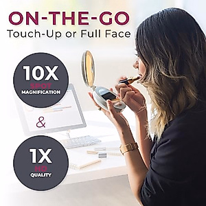 Zadro 4.5" Round LED Compact Mirror 10X/1X Travel Mirror with Lights and Magnification 3 AAA batteries LED Makeup Mirror