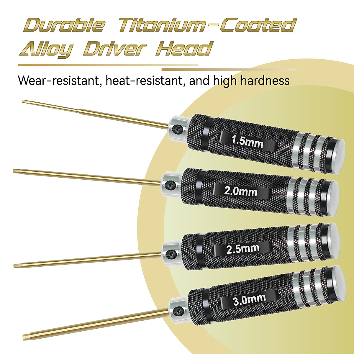 Speedybee RC Hex Driver Kit: 4pcs RC Tools Set 1.5mm 2.0mm 2.5mm 3.0mm Screw Driver for FPV Drone Quadcopter RC Car Helicopter Models Titanium-Coated Driver Head