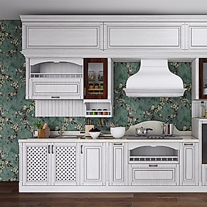 Dulanxer Flower Tree Wallpaper Peel and Stick Wallpaper Self Adhesive Removable Paper Wall Covering Shelf Drawer Liner Vinyl Roll 17.7" x 118", Green