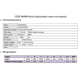 4000 mm Stroke Draw Wire Linear Displacement Sensor Transducer Line Driver 5V CESI-M4000L