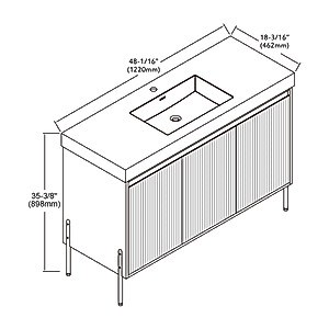 Dowell 48" Inch White Bathroom Vanity with Single Gel/Resin White Sink Combo, Modern Bathroom Cabinet with Soft-Close Door, Freestanding Bathroom Vanity Set - 002 Series [Assembly Required]
