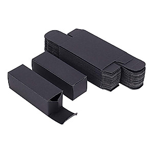 BENECREAT 50 Pack 3.5x1x1 inch Black Kraft Paper Lipstick Box Lip Balm Kraft Box for Birthday Festival, Wedding Valentine's Day, Festival Gift Packaging