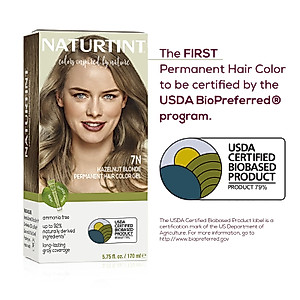 Naturtint 7N Hazelnut Blonde Permanent Hair Color (Pack of 6), Ammonia Free, Vegan, Cruelty Free, up to 100% Gray Coverage, Long Lasting Results (Packaging may vary)