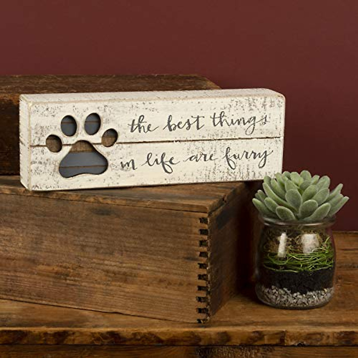 Primitives by Kathy 38231 Hand-Lettered Slat Box Sign, Best Things In Life