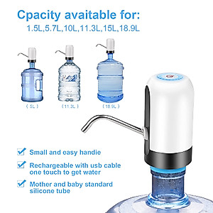 Water Dispenser 5 Gallon - iGreely Electric Drinking Water Pump USB Charging Automatic Portable Water Switch for Universal 2-5 Gallon Bottle