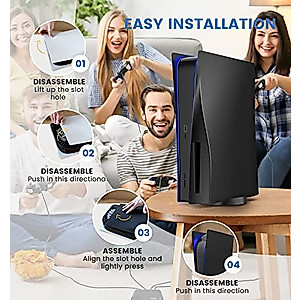 Black PS5 Faceplate Case Cover Customized PS5 Plate for Disc Playstation 5 Console Hard Shell Skin Replacement Cover Plates Matt Black Side Plate for Playstation 5