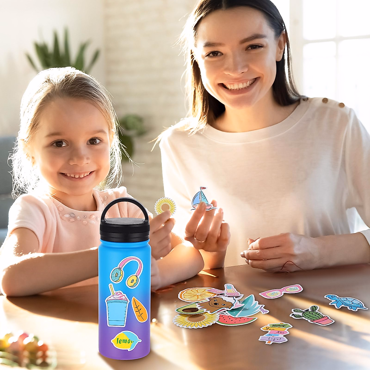 3 Pcs Kids Lovely Insulated Water Bottles Girls Boys Insulated Cups with Leakproof Lid and Cute Stickers for Valentines School Classroom Exchange Rewards Game Prizes Gifts(Gradient Color, 16oz)