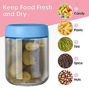 KITCHOP 4 Pack Overnight Oats Containers with Lids, Glass Jars with Lids, Mason Jars with Airtight Lids, Glass Storage Containers for Leftover, Breakfast and Lunch(14.5 oz)