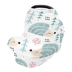 Nursing Cover Breastfeeding Soft Carseat Canopy Cute Hedgehog Multi Use for Baby Car Seat Covers Canopy Shopping Cart Cover Scarf Light Blanket Stroller Cover
