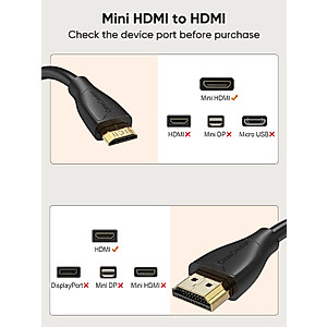 CableCreation Mini HDMI to HDMI Cable 6FT + HDMI Adapter Male to Female 2Pack 90 and 270 Degree Converter