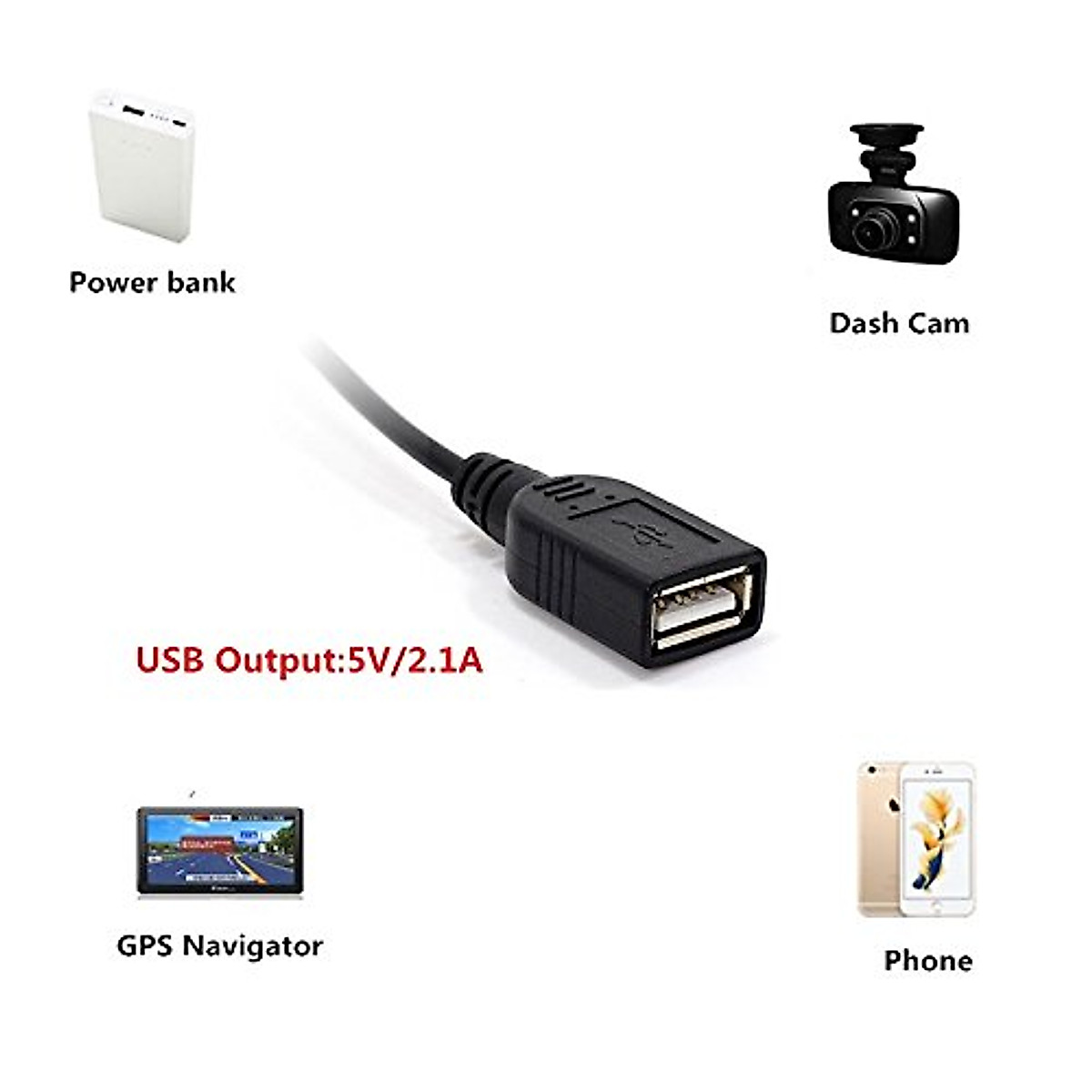 REARMASTER Universal OBD Power Cable for Dash Camera,24 Hours Surveillance/Acc Mode with Switch Button(USB Port)