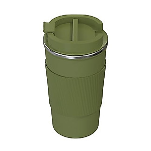 OUTDOORS PROFESSIONAL OUTD9454 Stainless Steel Double-Walled Vacuum-Insulated Coffee Cup with Spillproof Lid (17.2 Oz.; Olive Green)