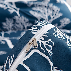 YFISAN Navy Comforter Cover Set Twin Printed Breathable Soft 2 Pieces Bedding Set with Zipper Closure and Corner Ties 68"x90" Durable Duvet Cover Set (Style 2, Twin)