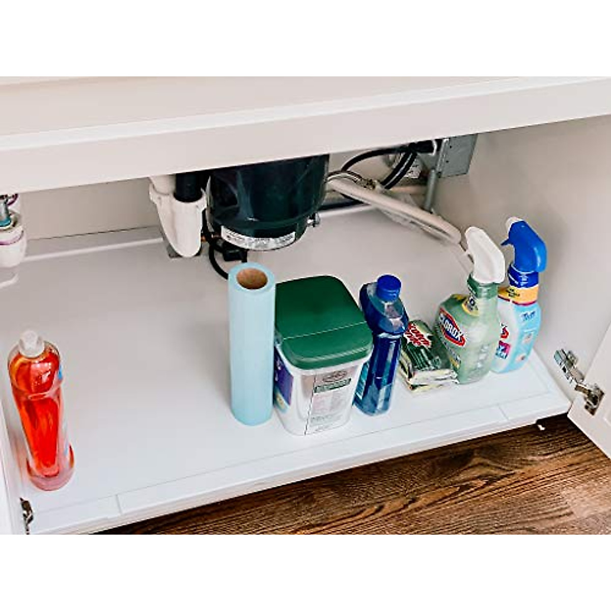 VANCE Trimmable Under Sink Tray for 36 in. Base Cabinet | Protects Cabinets from Leaks and Spills | Adjustable Spill Guard for Kitchen and Bathroom Sinks