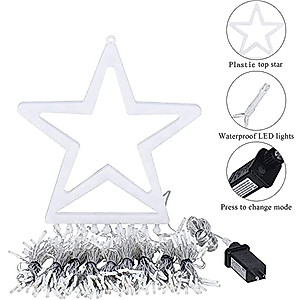 Outdoor Christmas Decorations Star String Lights, 320 LED 11.5 ft Waterfall Tree Lights with 8 Lighting Modes Christmas Star Lights for Indoor Outdoor Yard Home Festival Party Xmas New Year Decor