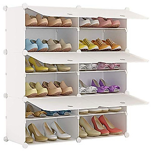 MAGINELS 24-Pair Shoe Rack Organizer Shoe Organizer Expandable Shoe Storage Cabinet Free Standing Stackable Space Saving Shoe Rack for Entryway, Hallway and Closet, White