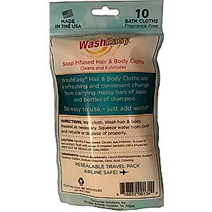 WASHEASY No Scent Hunting Wipes Soap Infused Hair and Body Cloths 10 pack Sheet Camping RV College Home Hunting Anywhere Use