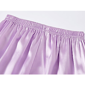 Topgal Little & Big Girls Pajama Set Size 8 - Lilac Satin Silky Cute Summer Short Sleeve & Pants Outfit