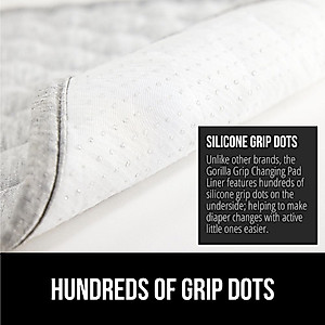Gorilla Grip 3 Pack Soft 100% Waterproof Hypoallergenic Absorbent Baby Changing Liners, Stay in Place Pad, Slip Resistant, Quilted Machine Washable Reusable Liner Pads, Diaper Table Mat Cover, Gray