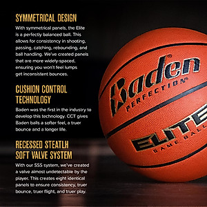 Baden Elite Indoor Game Composite Basketball, Official Size 6 & 7