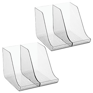 mDesign Plastic Divided Beverage Storage, Can Dispenser Holder for Kitchen, Refrigerator, Fridge, Pantry; Organizer for Soda, Pop, Drinks, Beer; Holds 24-26 Cans, Ligne Collection - 2 Pack - Clear