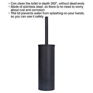Toilet Bowl Cleaners, Toilet Brush with Holder Stainless Steel Long Handle Toilet Bowl Brush Soft Toilet Brush Toilet Cleaning Brush Set (Black)