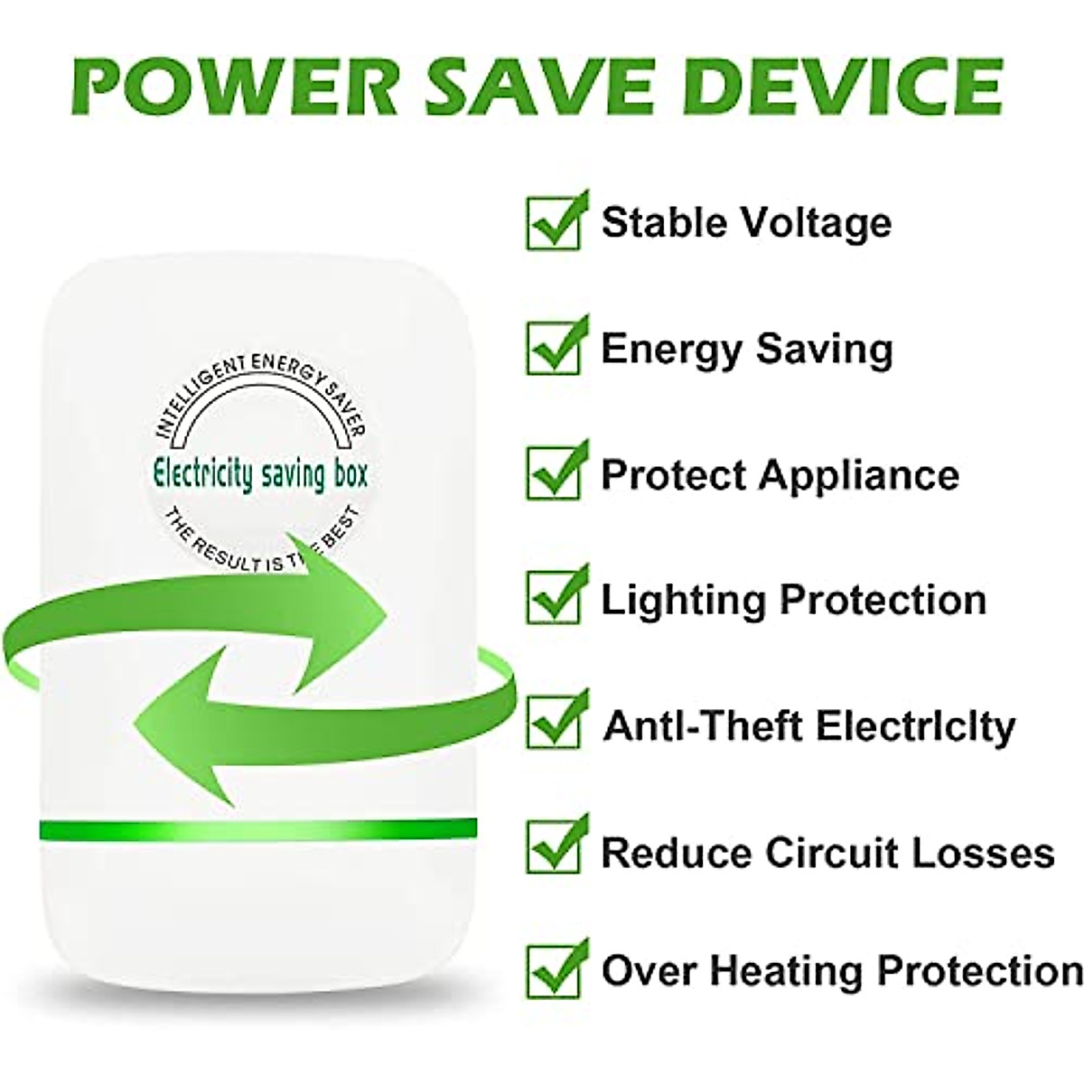 2 pcs Pro Power Saver Energy Saver Household Power Saver pro Electricity Saving Box 90V-250V Household Office Market Device Electric Smart US Plug 30KW (White)