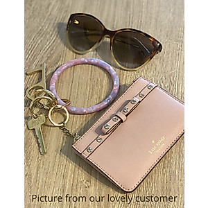 Heesch Bangle Key Ring Bracelet Keychain Key Ring Bracelet for Women, Acetate Circle Keyring for Wrist (Pink & Blue)