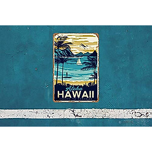 ZYPENG Tin Sign Retro Style Aloha Hawaii Bar Room Metal Sign Home Wall Decor 8 x 12 inches