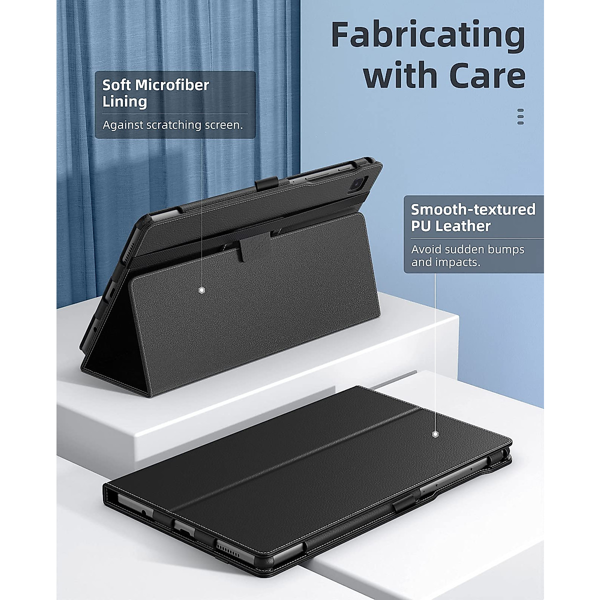 MoKo Case Compatible with Samsung Galaxy Tab A7 Lite 8.7 Inch (SM-T225/T220/T227), Slim Lightweight PU Tablet Shell Cover Stand Case Fit Samsung Galaxy Tab A7 Lite 8.7 2021 Tablet - Black