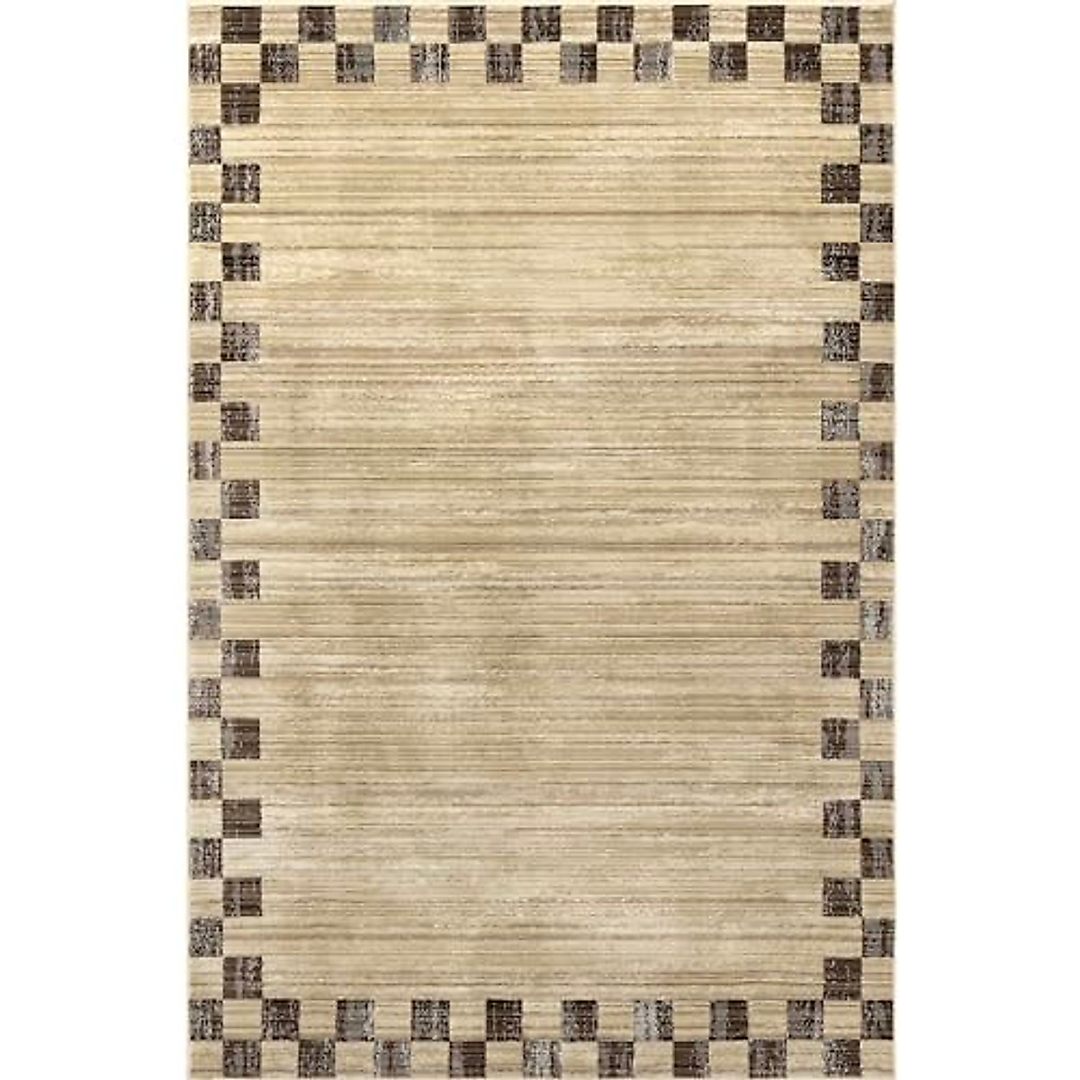 Rugs USA x Arvin Olano Pompeii Checked Border Area Rug, 8x10, Brown