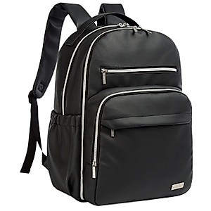 KeaBabies Large Waterproof Diaper Backpack - Vegan Leather, Stylish, Multifunctional Baby Diaper Bags, Travel Back Pack, Maternity Baby Changing Bags, Unisex Nappy Changing Bag, Black Diaper Backpack