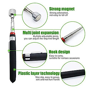 Telescopic Magnet, Magnetic Pick Up Tool 4 Pack, Magnetic Retrieval Tool, Magnet Stick (1.5LB 3LB 10LB 15LB) by QPEY