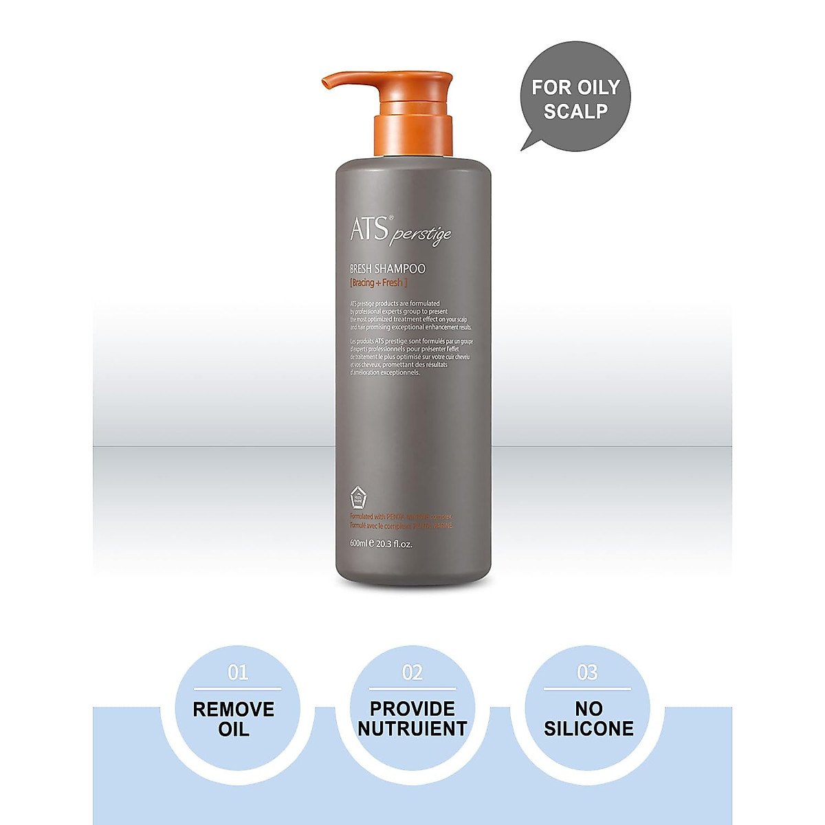 ATS Perstige Bresh Shampoo - 600ML, Oily Scalp and Soothing Silicone Free Shampoo