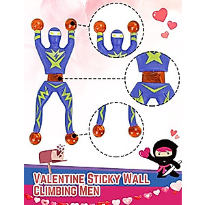 DG-Direct 28 Packs Valentine's Day Cards with Sticky Wall Climbing Men Ninja Toys, Kids Valentine Party Favor, Valentine's Day School Classroom Prizes, Valentine Exchange Gift