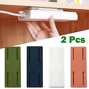 MISIY 2pcs Plug & Extension Socket Holder Plug Organiser Power Strip Holder Wall-Mount Lead Organiser Socket Holder (White)