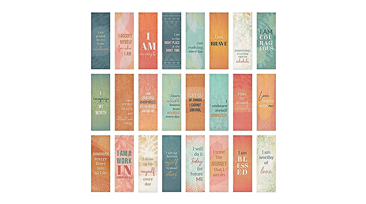 Motivational Bookmarks Set - 24 Bright Uplifting Quotes for Readers
