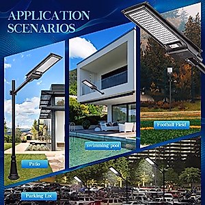 Lovus 600W LED Solar Street Light with Motion Sensor, 6000K Outdoor Solar Flood Light Dusk to Dawn, IP65 Waterproof Solar Parking Lot Light for Garage and Driveway - ST120-078