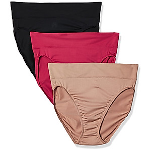 Warner's womens Allover Breathable Hi-cut Panty Underwear, Vivacious Toasted Almond Black, Large US