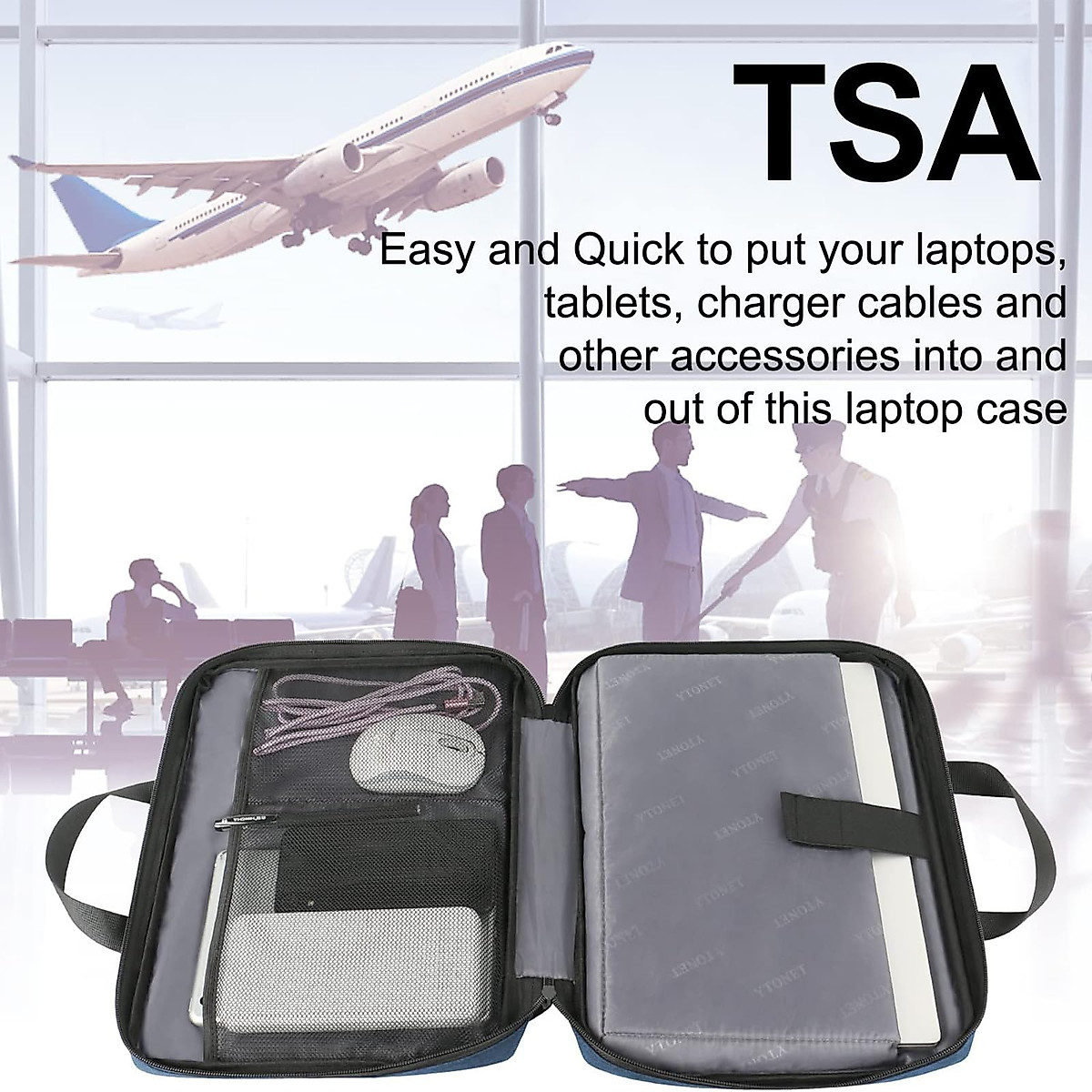 Ytonet Laptop Sleeve Case 15.6 Inch, Slim Water Resistant TSA Laptop Cover with Handle Protective Computer Carrying Case Compatible with HP Dell Lenovo Asus Notebooks, Dark Blue