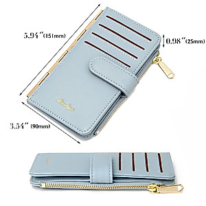 Badiya Credit Card Holder for Women RFID Blocking Slim Wallet Bifold Multi Card Case Zipper Pocket with 3 ID Window