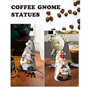 iStatue Coffee Gnomes - Set of 2 Resin 4-inch Swedish Collectible Figurines Couple and Coffee Bar Accessories for Counter Valentine Decor (Coffee Gnomes)