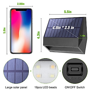 Bridika Solar Fence Lights LED Solar Wall Lights Outdoor IP65 Waterproof 2 Lighting Modes for Backyard Garden Garage and Pathway (Warm and Cool Light, 4 Packs)