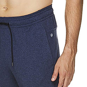 Gaiam Men's Restorative Fleece Yoga Pants - Performance Running & Workout Sweatpants - Restorative Navy Heather, Small