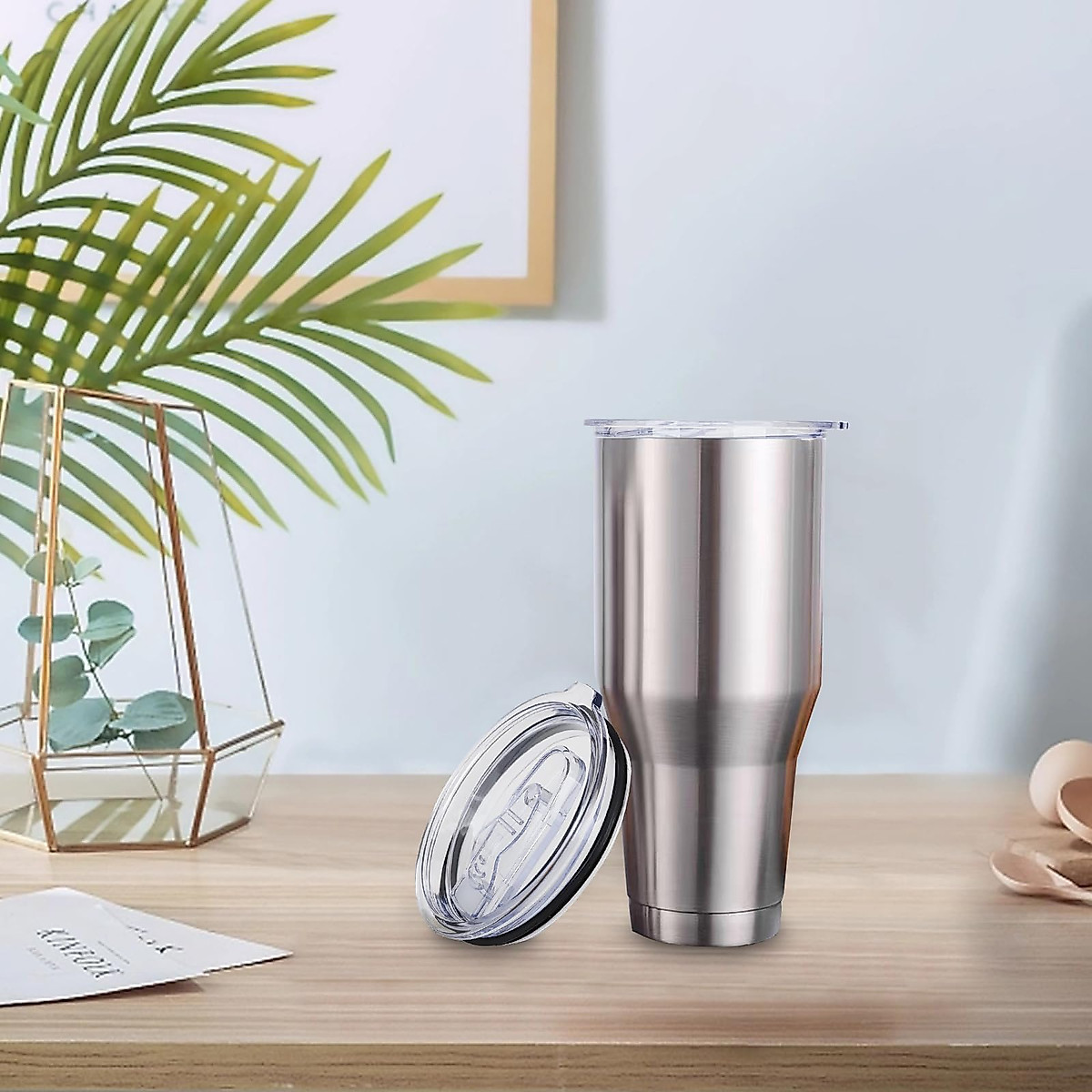 30oz Tumbler Cups Replacement Lids Compatible with YETI Rambler and More, Spill Proof Covers, Straw Friendly (Double Hole), 4 Count (Pack of 1)