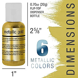 U.S. Cake Supply Airbrush Cake Pearlescent Shimmer Metallic Color Set - The 6 Most Popular Metallic Colors in 0.7 fl. oz. (20ml) Bottles - Safely Made in the USA product