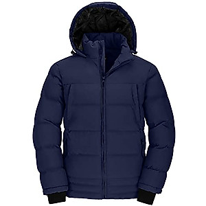 Wantdo Men's Heavy Winter Coat Windbreaker Quilted Jackets Outerwear Navy Medium
