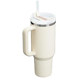 Stanley Quencher H2.0 Tumbler with Handle and Straw 40 oz | Flowstate 3-Position Lid | Cup Holder Compatible for Travel | Insulated Stainless Steel Cup | BPA-Free | Cream 2.0